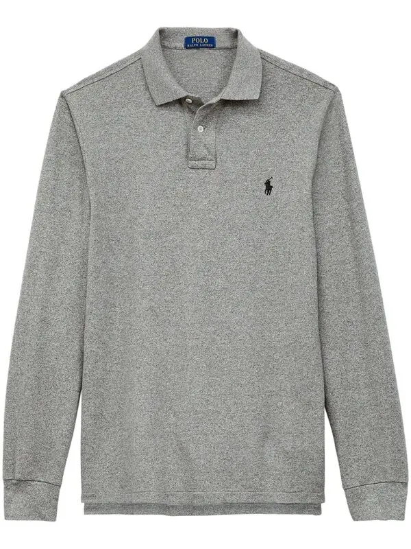 Polo Ralph Lauren Logo Embroidered Long-sleeve Polo Shirt - Grey