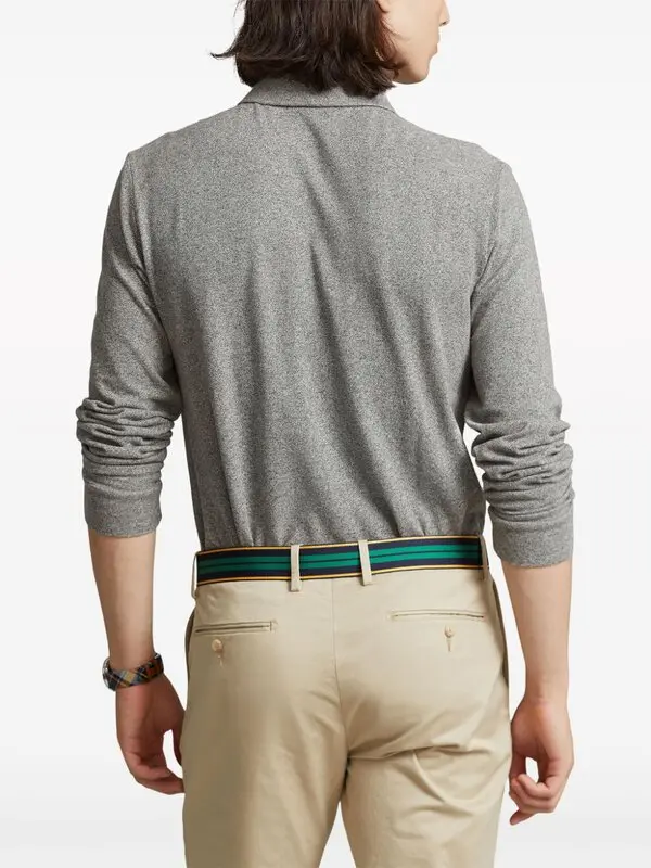 Polo Ralph Lauren Logo Embroidered Long-sleeve Polo Shirt - Grey