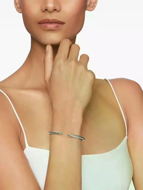 David Yurman 14kt Yellow Gold And Sterling Classic Cable Bracelet - Silver