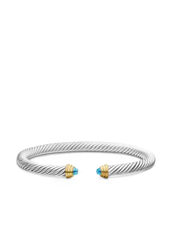 David Yurman 14kt Yellow Gold And Sterling Classic Cable Bracelet - Silver