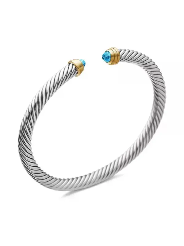 David Yurman 14kt Yellow Gold And Sterling Classic Cable Bracelet - Silver