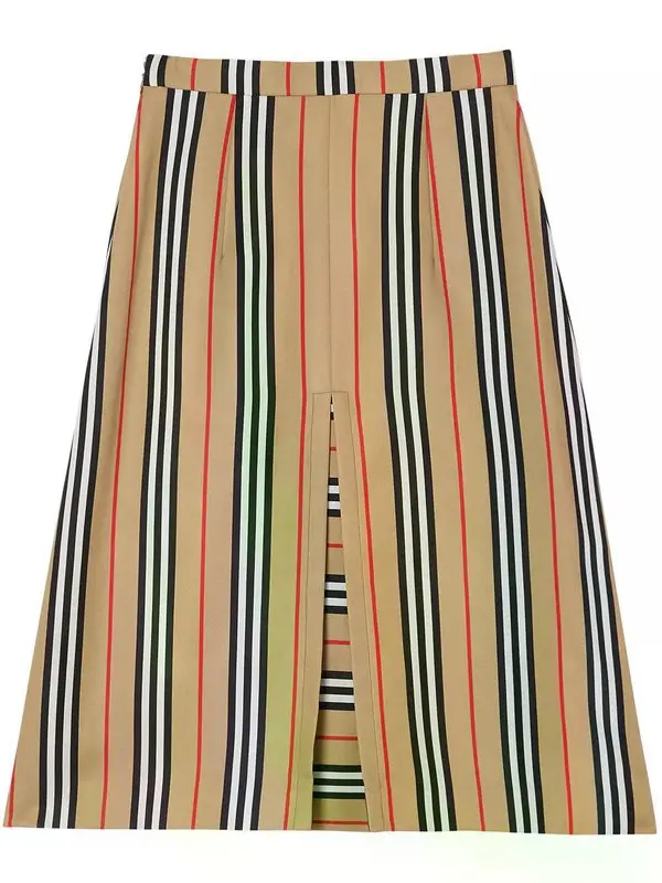 Burberry Box Pleat Icon Stripe A-line Skirt - Brown