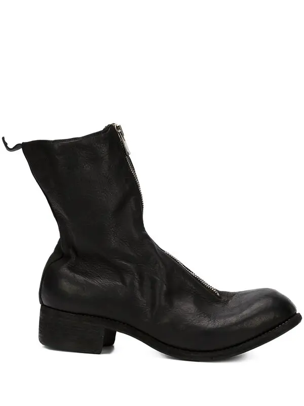 Guidi Distressed Zip-up Boots - Black
