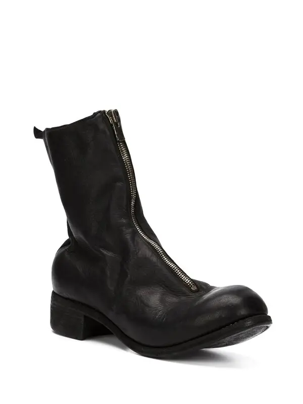 Guidi Distressed Zip-up Boots - Black