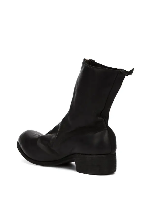 Guidi Distressed Zip-up Boots - Black
