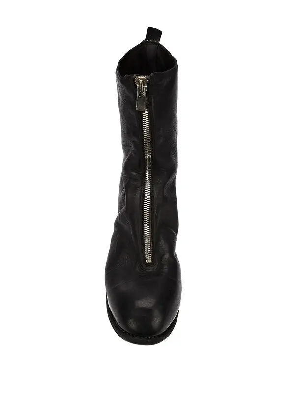 Guidi Distressed Zip-up Boots - Black