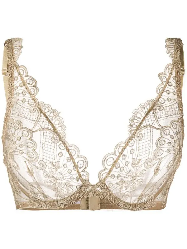 I.D. Sarrieri Christmas Sheer Lace Bra - Neutrals