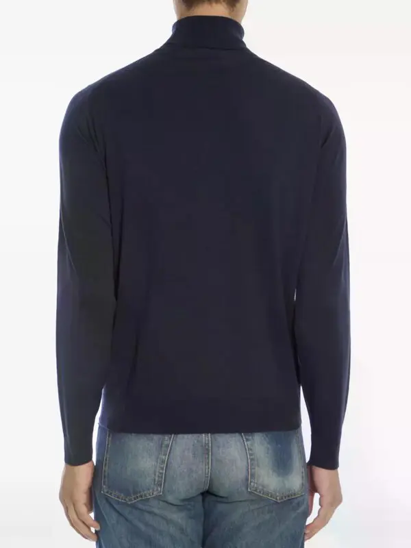 John Smedley Roll Neck Jumper - Blue