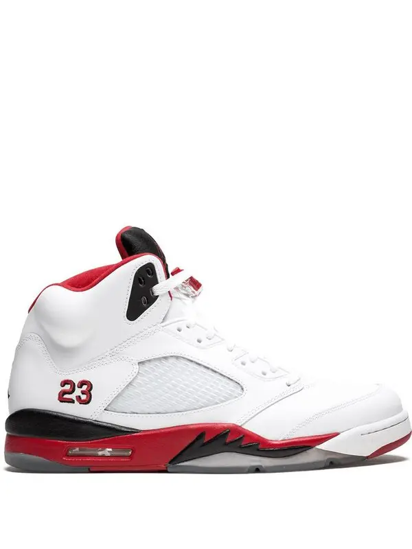 JORDAN Air 5 Retro Fire Red Sneakers - White