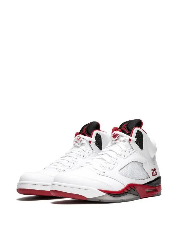 JORDAN Air 5 Retro Fire Red Sneakers - White