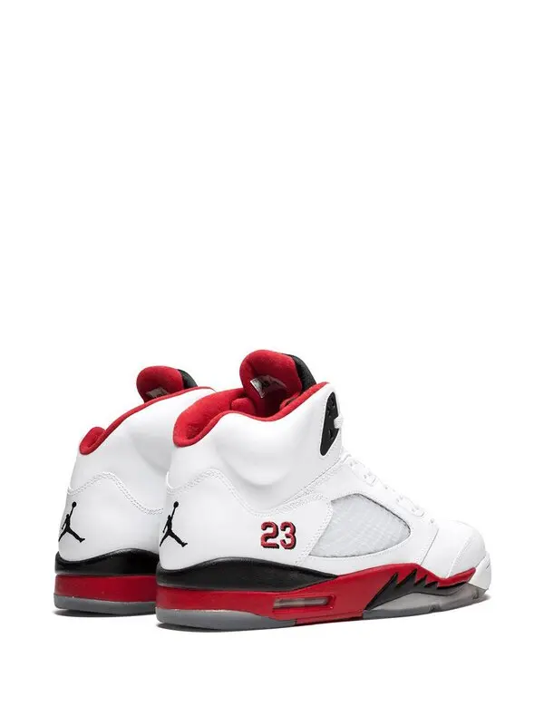 JORDAN Air 5 Retro Fire Red Sneakers - White
