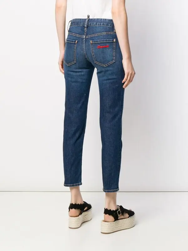 Dsquared2 Logo Appliqué Mid Rise Jeans