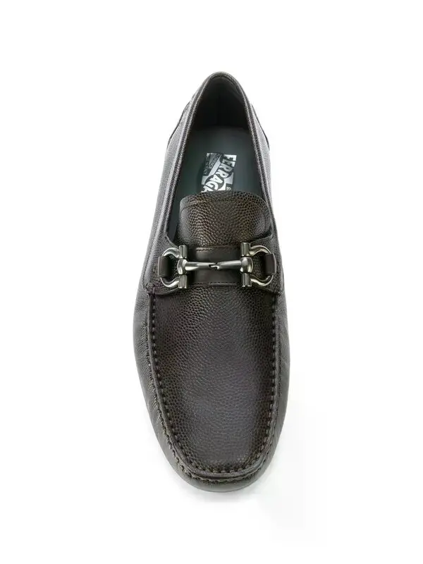 FERRAGAMO Gancini Leather Loafers - Brown