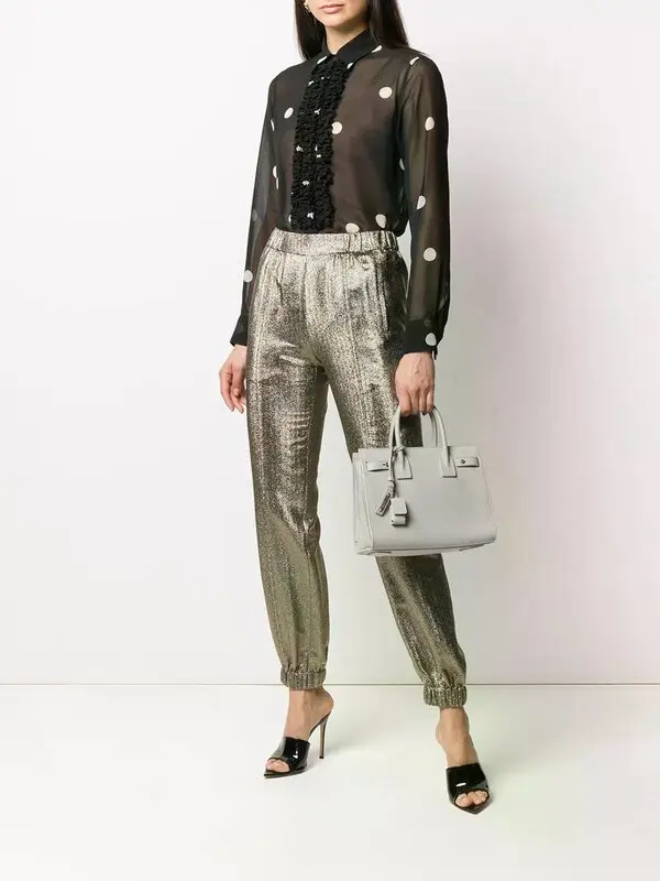Saint Laurent Metallic-effect Tapered Trousers