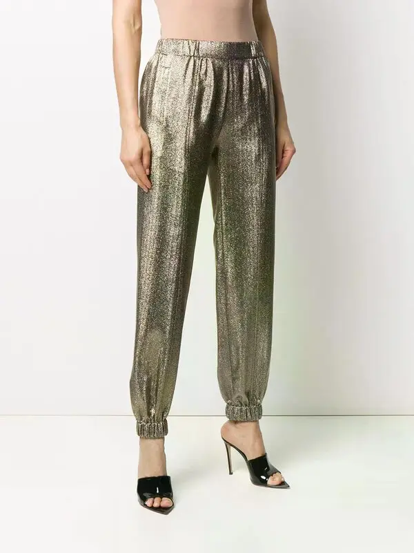 Saint Laurent Metallic-effect Tapered Trousers