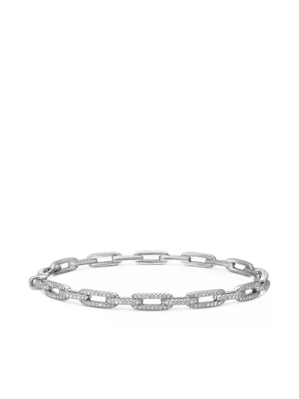 David Yurman 18kt White Gold Stax Diamond Bracelet - Silver