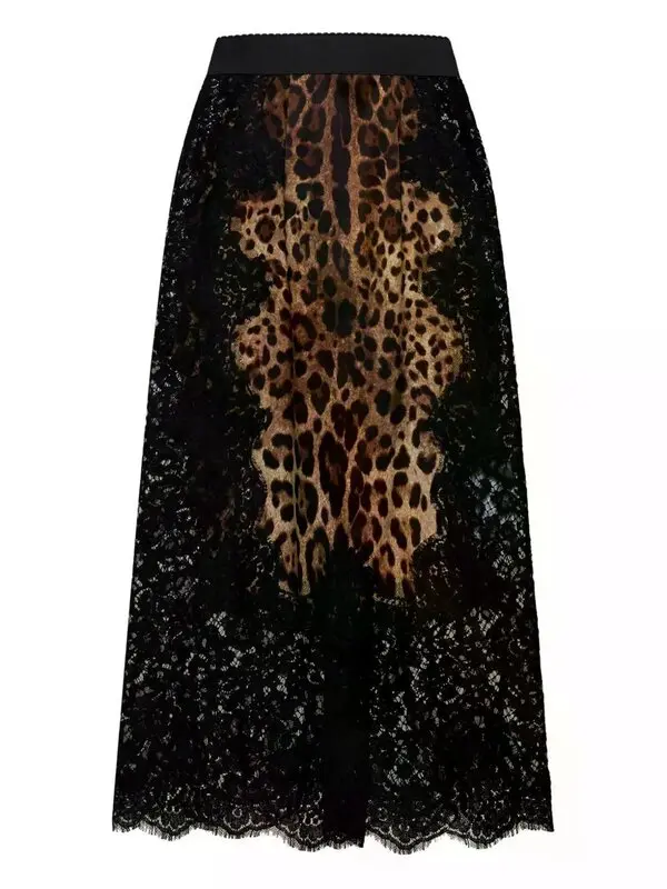 Dolce & Gabbana Leopard-print Satin Midi Skirt - Brown