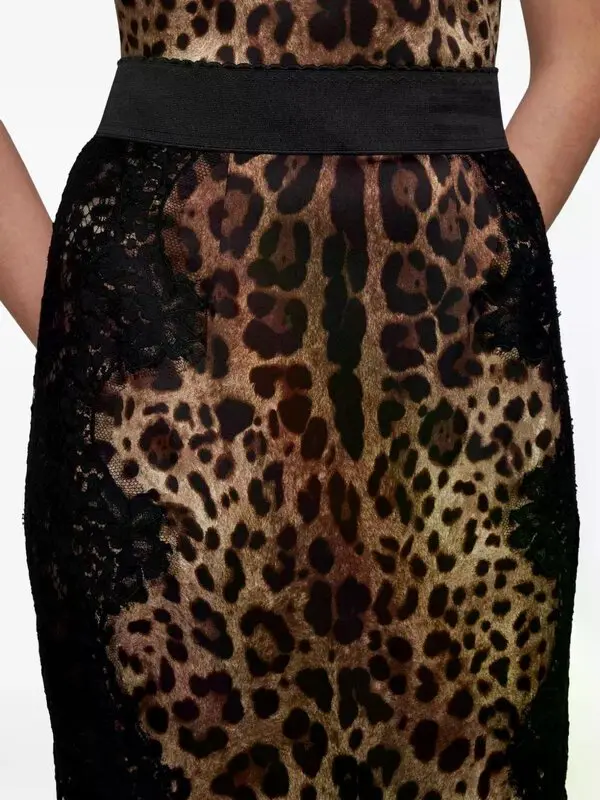 Dolce & Gabbana Leopard-print Satin Midi Skirt - Brown