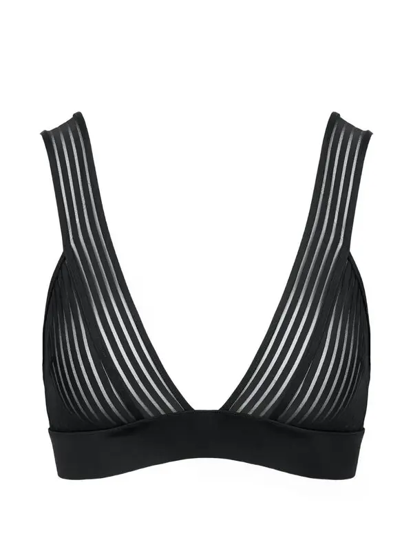 MAISON CLOSE Striped Triangle Bra - Black