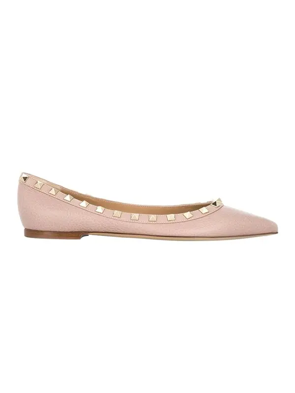 Valentino Garavani Rockstud Patent Leather Ballet Flats - Pink