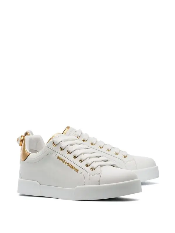 Dolce & Gabbana Portofino Leather Sneakers - White
