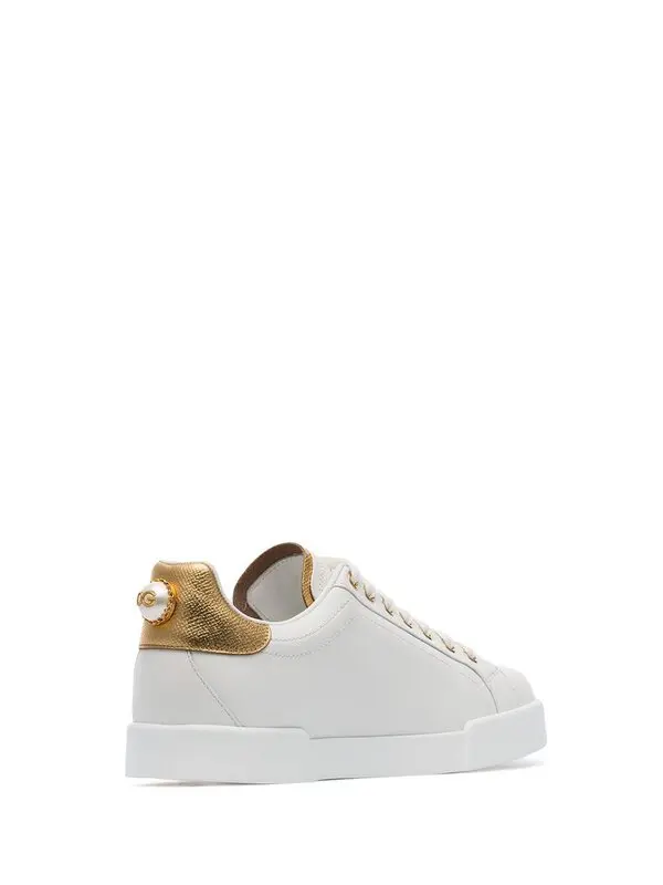 Dolce & Gabbana Portofino Leather Sneakers - White