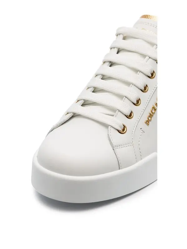 Dolce & Gabbana Portofino Leather Sneakers - White