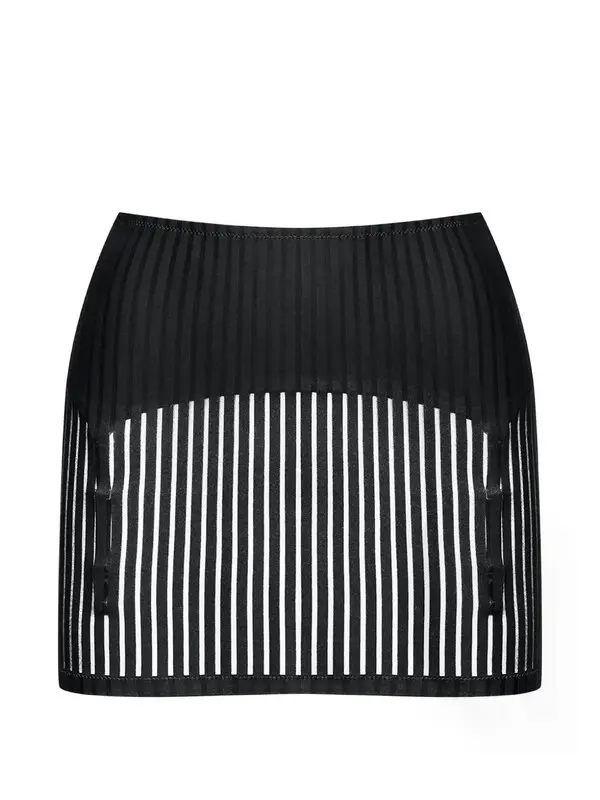 MAISON CLOSE Striped Suspender Skirt - Black