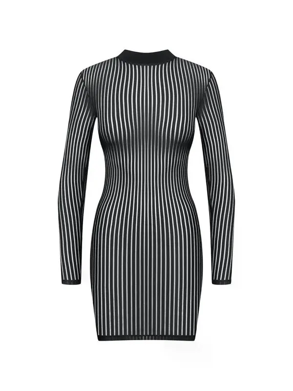 MAISON CLOSE Striped Sheer Mini Dress