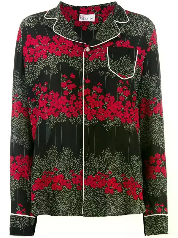 Red Valentino Dreaming Peony-print Shirt - Black