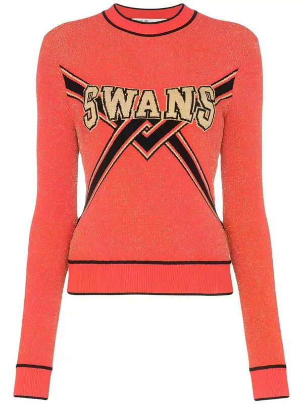 Off-White Swans Intarsia Lurex Sweater - Red