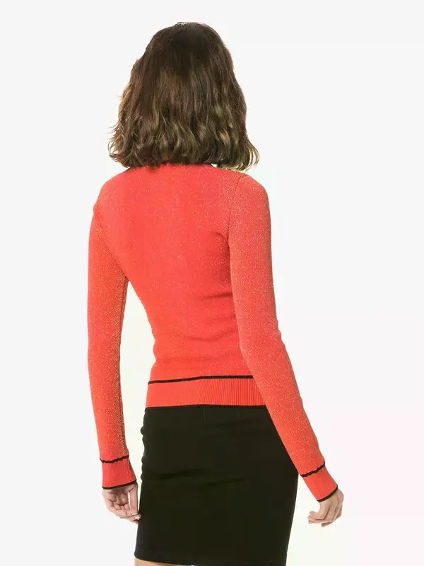 Off-White Swans Intarsia Lurex Sweater - Red