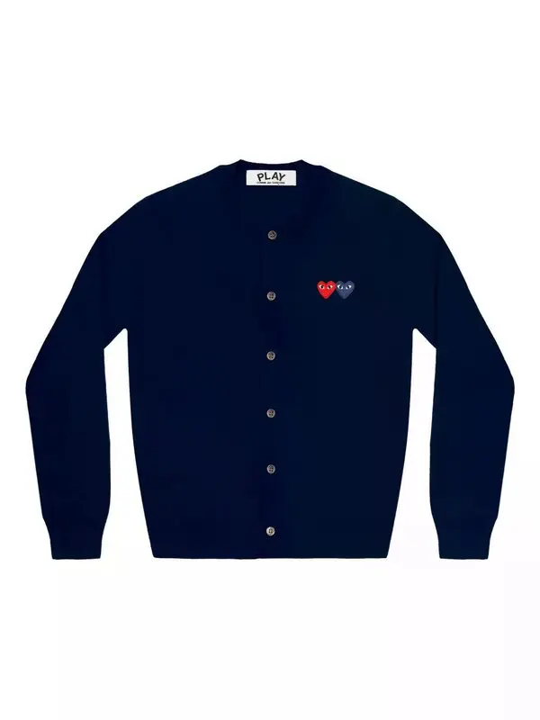 Play Comme Des Garcon Double Heart Cardigan - Blue