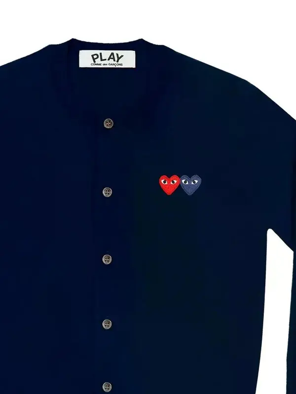 Play Comme Des Garcon Double Heart Cardigan - Blue
