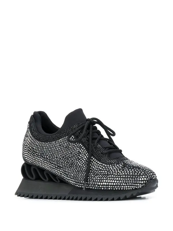 LE SILLA Reiko Wave Crystal-embellished Sneakers - Black