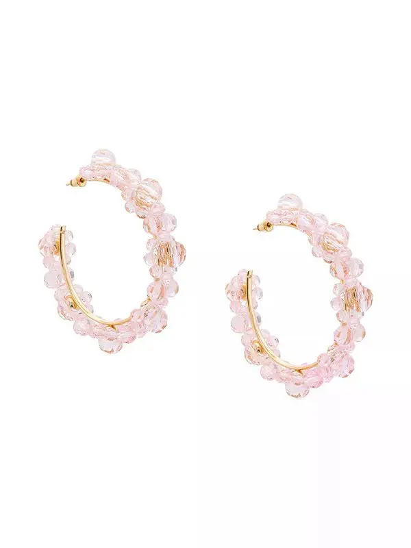 Simone Rocha Crystal Beaded Brass Hoop Earrings - Pink
