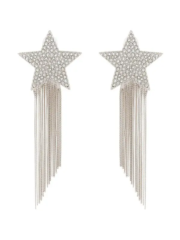 Saint Laurent Shooting Star Tassel Drop Earrings - Silver