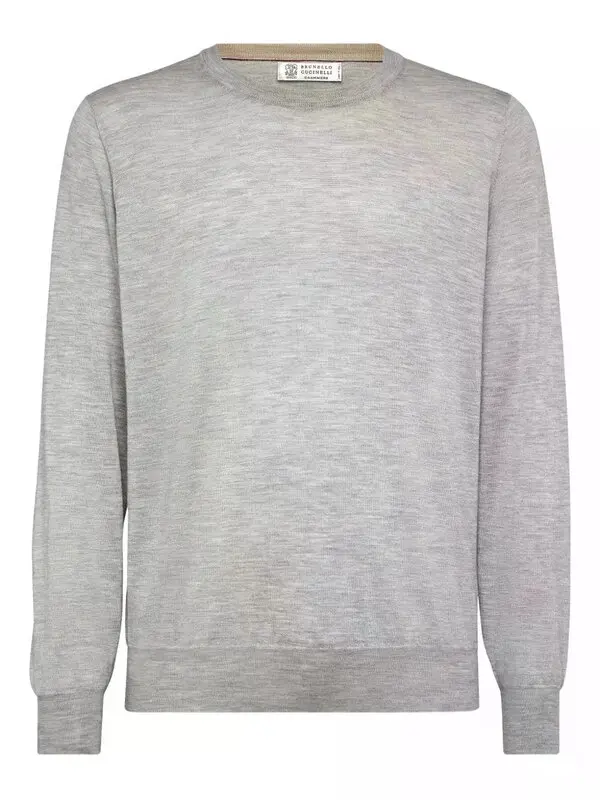 Brunello Cucinelli Rib-trimmed Relaxed-fit Jumper - Grey