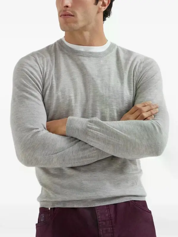 Brunello Cucinelli Rib-trimmed Relaxed-fit Jumper - Grey