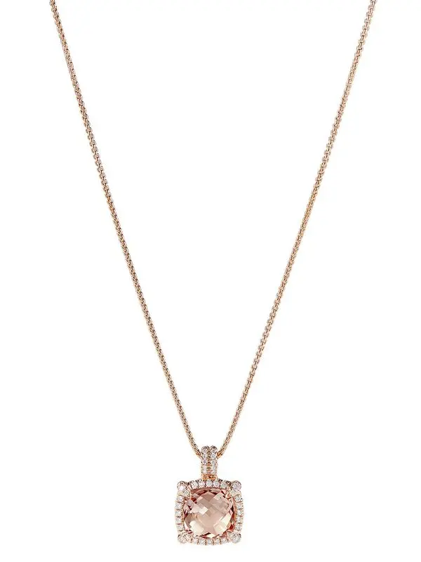 David Yurman 18kt Rose Gold Chatelaine Morganite And Diamond Pendant Necklace - Pink