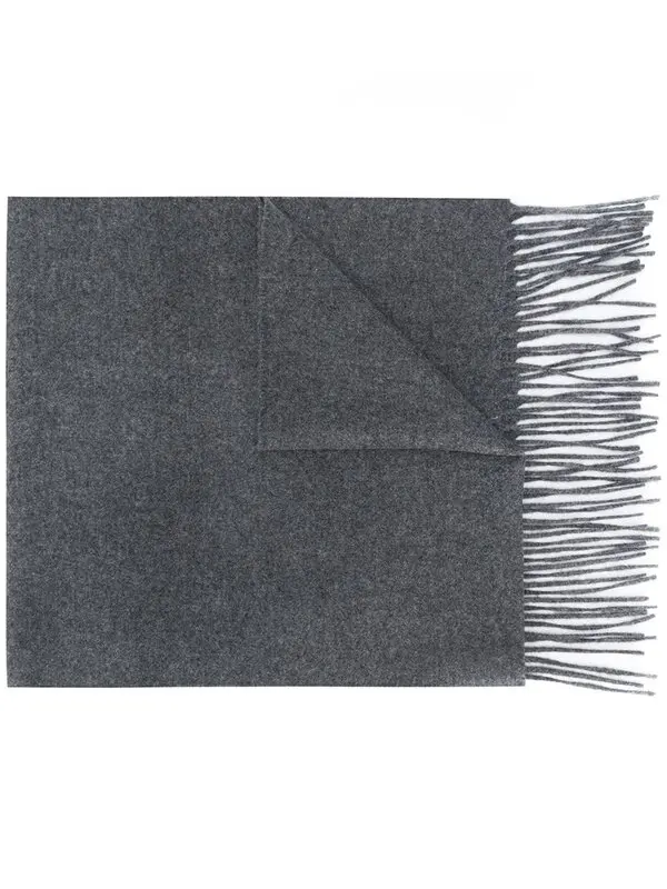 Moschino Logo-embroidered Fringed Scarf - Grey