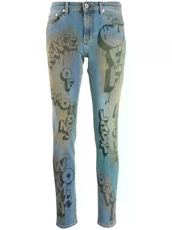 Off-White Graffiti Print Skinny Jeans