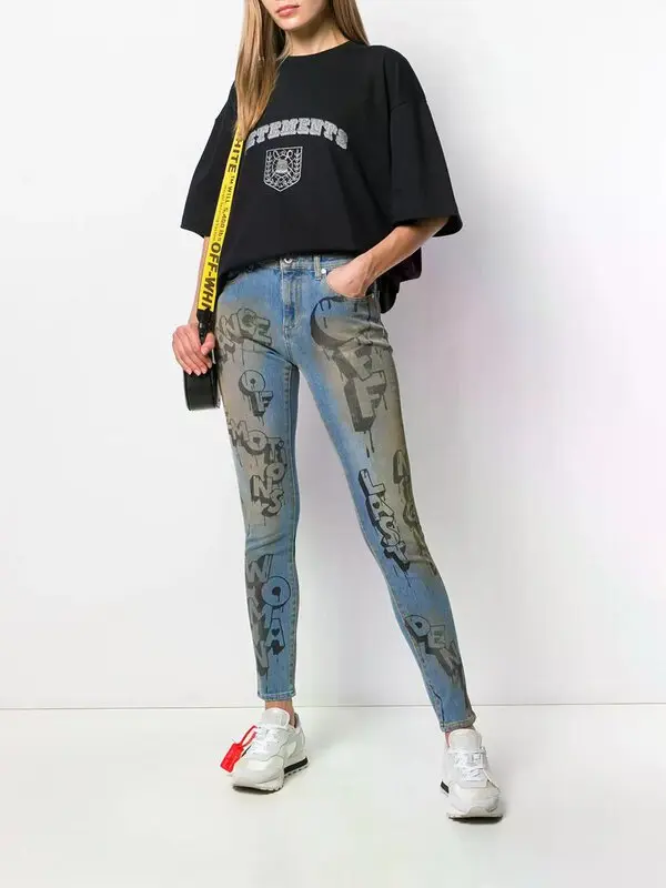 Off-White Graffiti Print Skinny Jeans