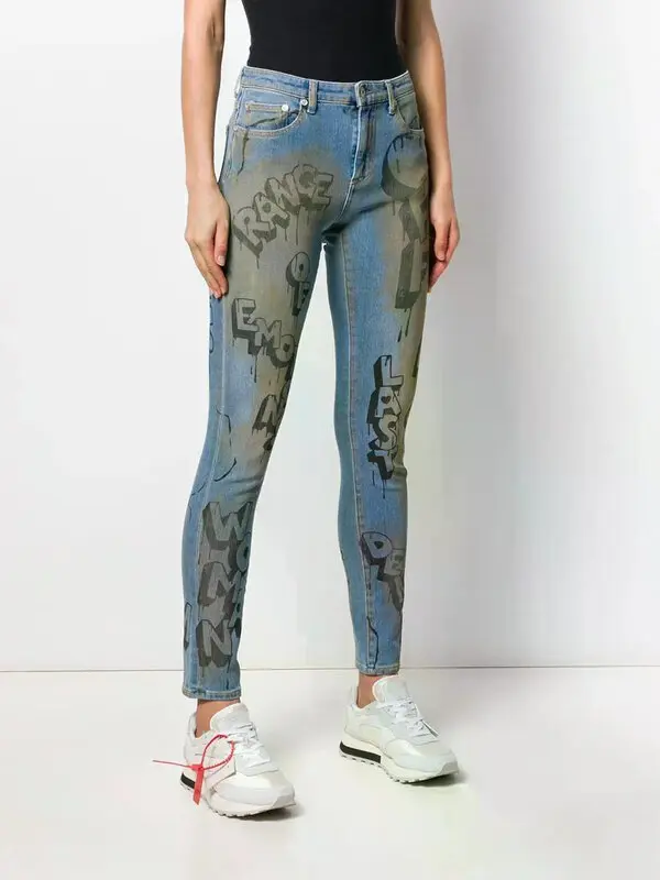 Off-White Graffiti Print Skinny Jeans