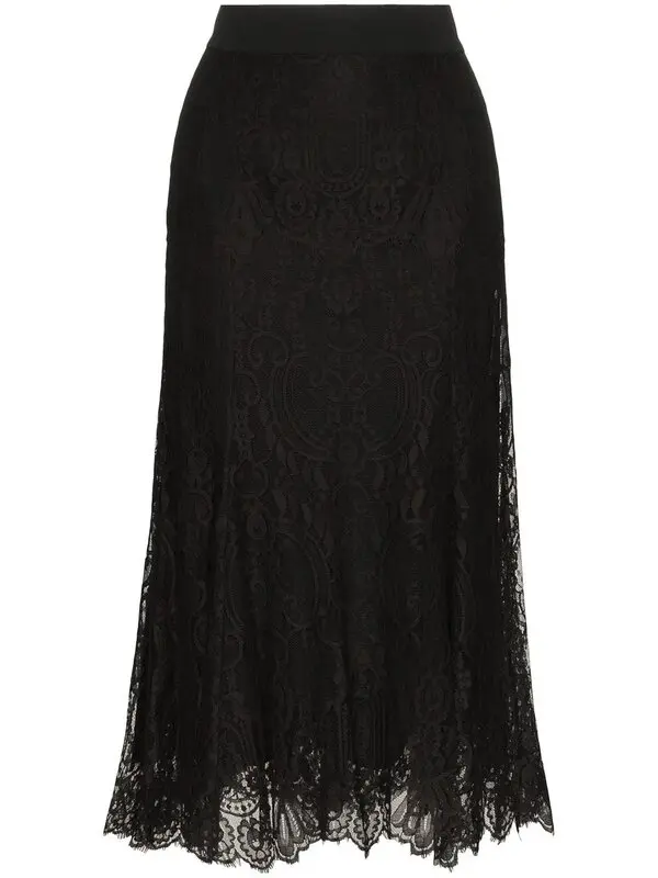 Dolce & Gabbana Chantilly Lace Maxi Skirt - Black