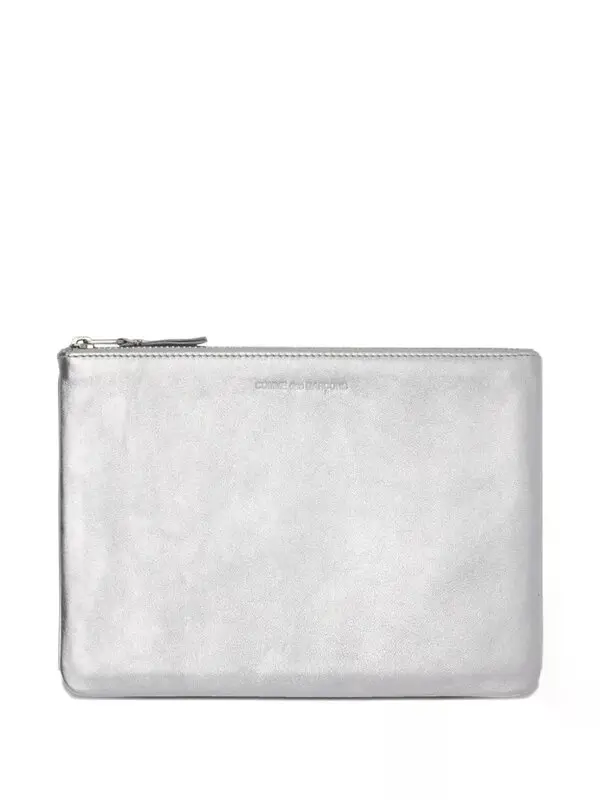 Comme Des Garçons Logo-embossed Leather Wallet - Silver