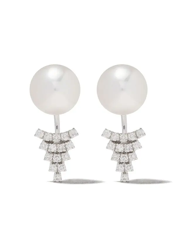 Yoko London 18kt White Gold Freshwater Pearl And Diamond Earrings - Silver