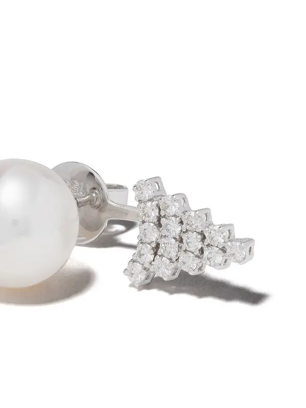 Yoko London 18kt White Gold Freshwater Pearl And Diamond Earrings