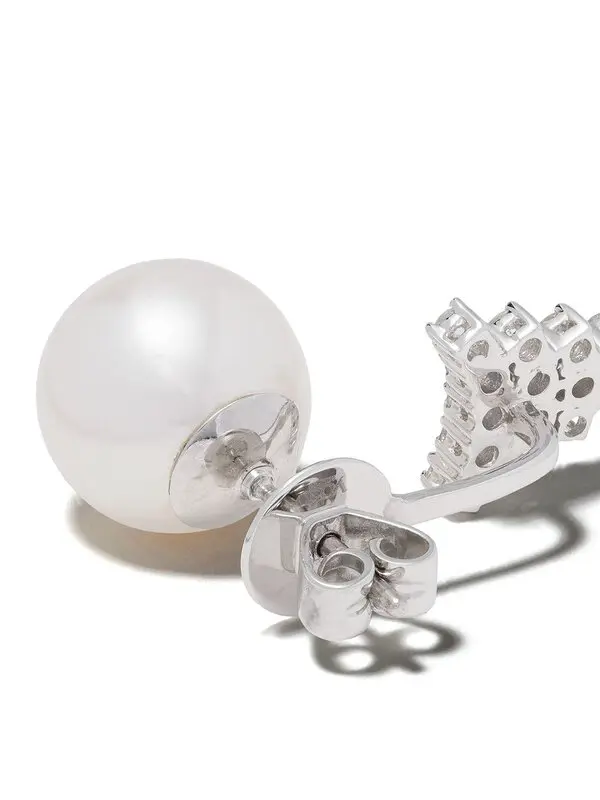 Yoko London 18kt White Gold Freshwater Pearl And Diamond Earrings