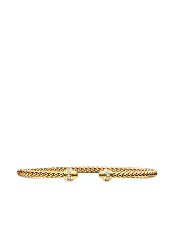 David Yurman 18kt Yellow Cablespira Diamond Bracelet - Gold